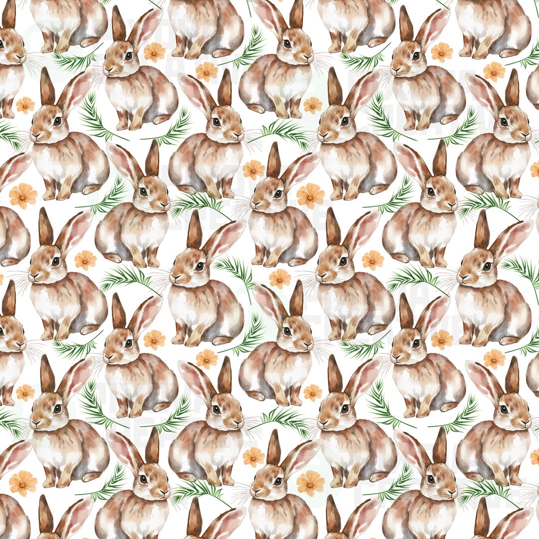 Cute Rabbits Seamless Pattern PNG, Instant Download, Easter Bunny ...