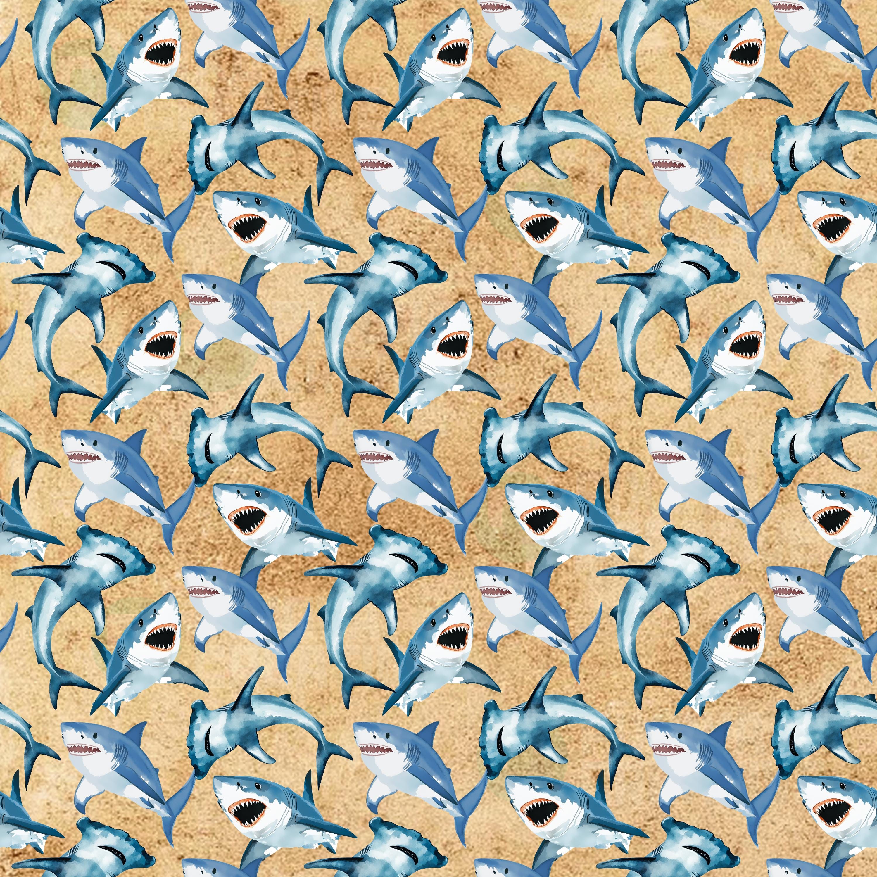 Sharks Seamless Pattern PNG, Instant Download, Shark Pattern, Repeating ...