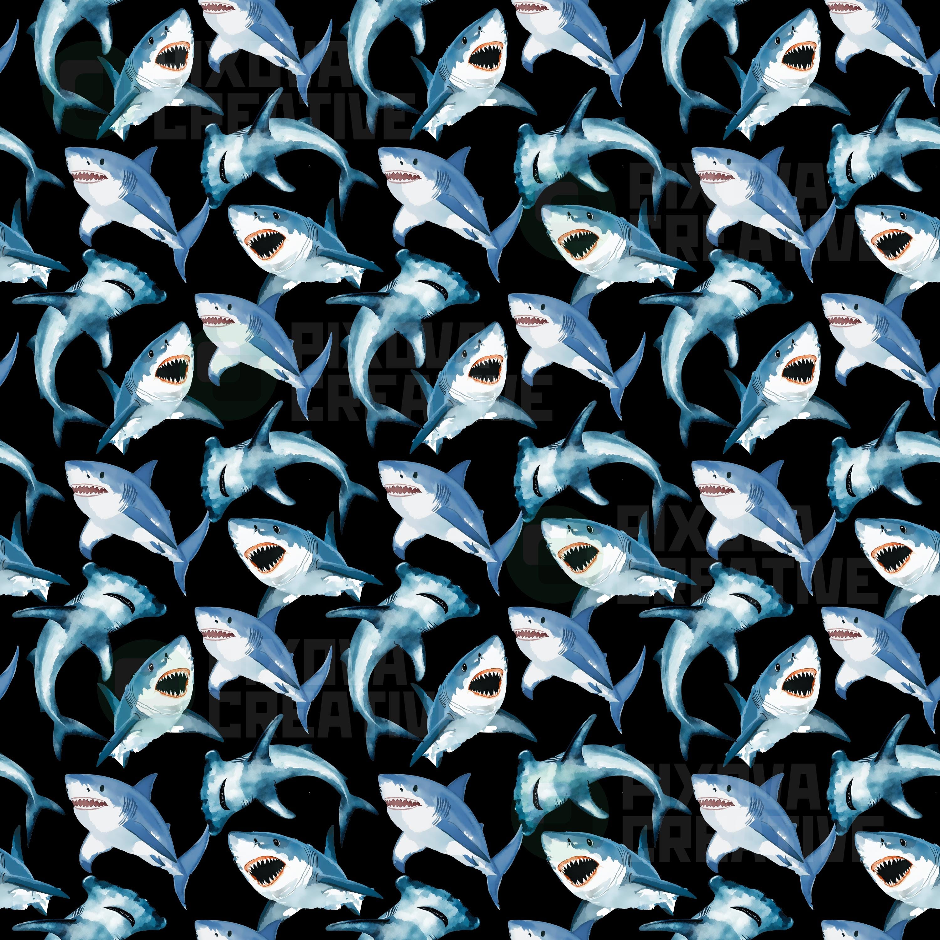 Sharks Seamless Pattern PNG, Instant Download, Shark Pattern, Repeating ...