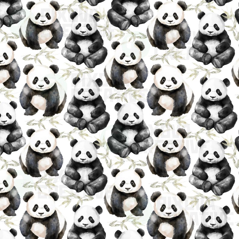 Pandas Seamless Pattern PNG, Digital Download, Panda Pattern, Repeating ...