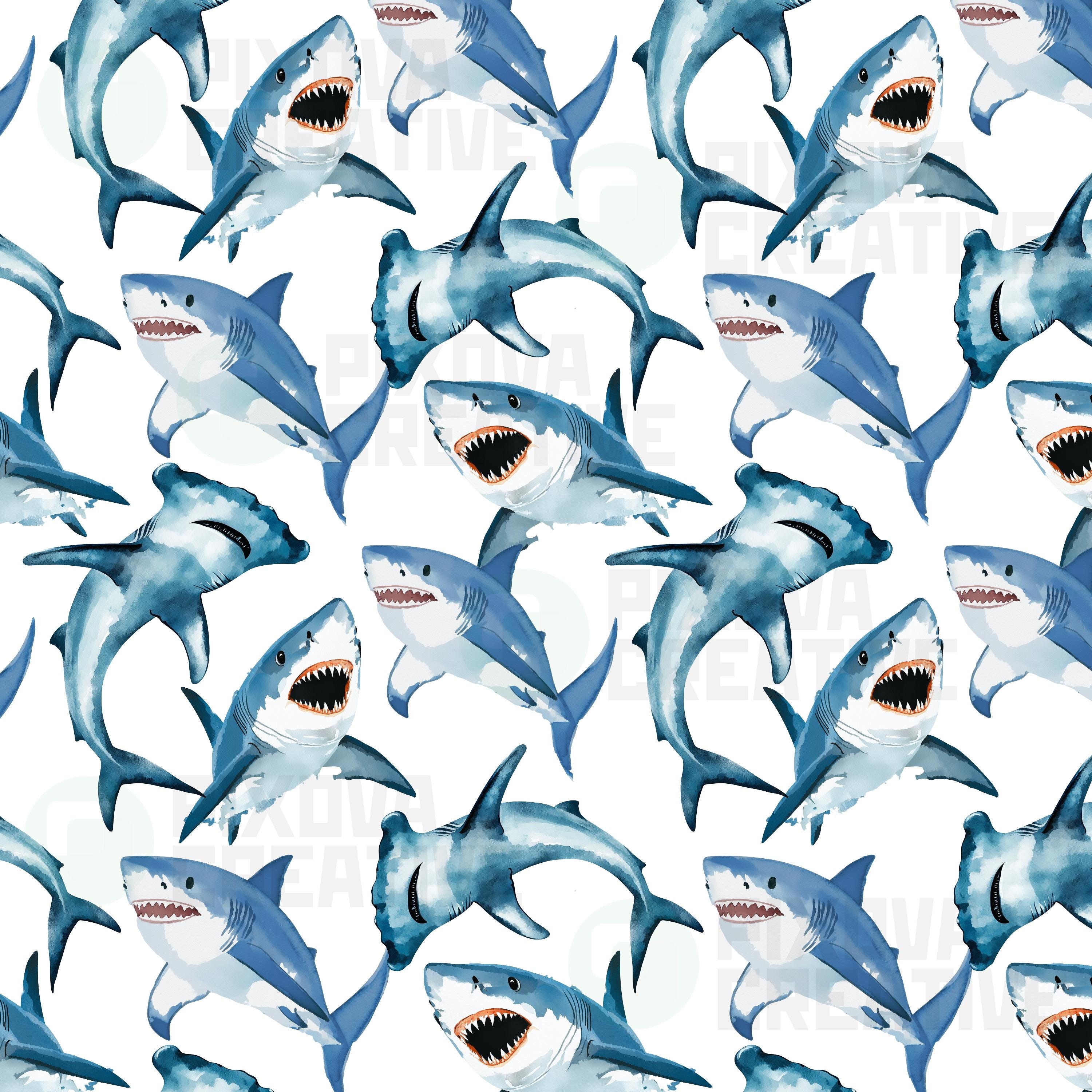 Sharks Seamless Pattern PNG, Instant Download, Shark Pattern, Repeating ...