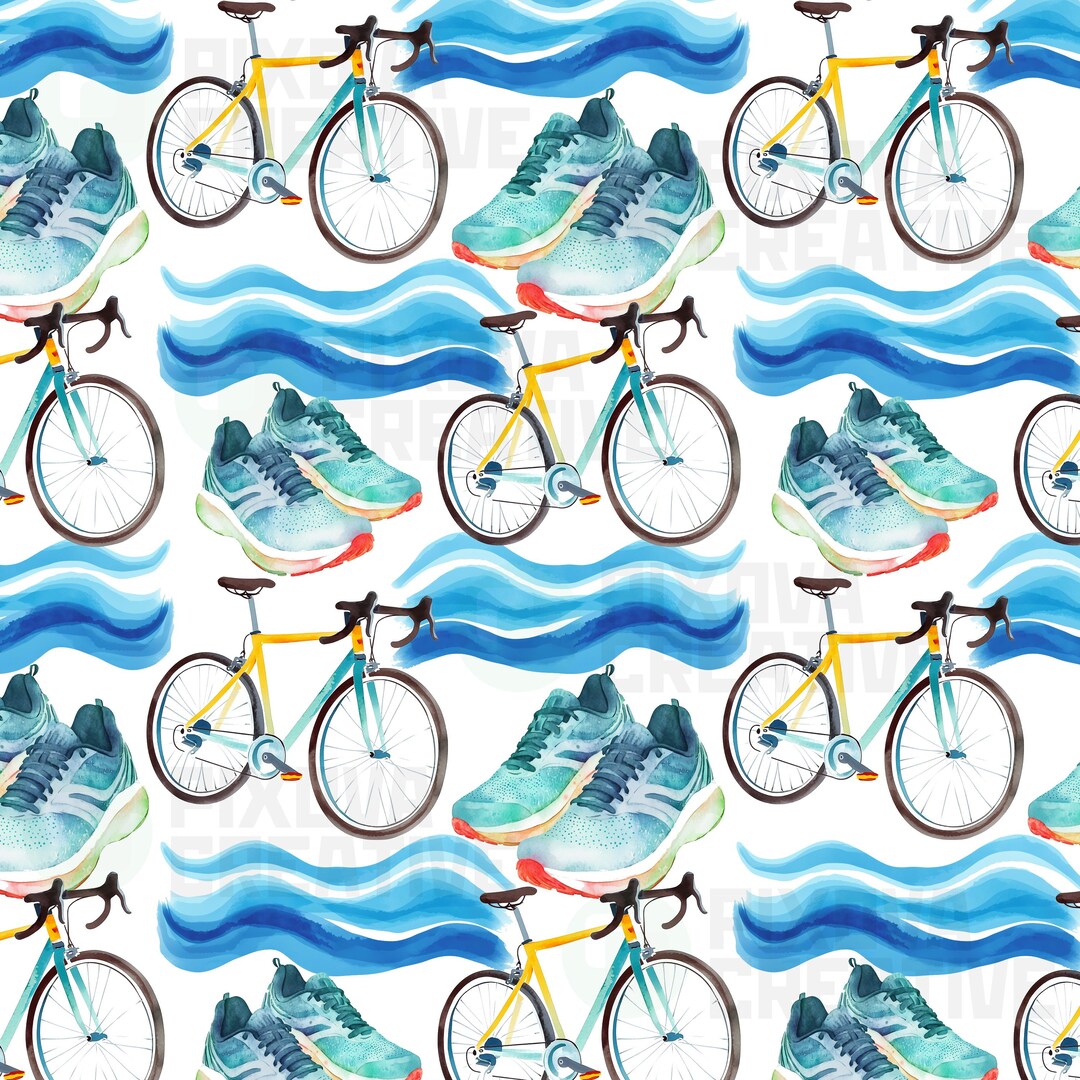 Triathlon Seamless Pattern PNG, Instant Download, Sports Running ...