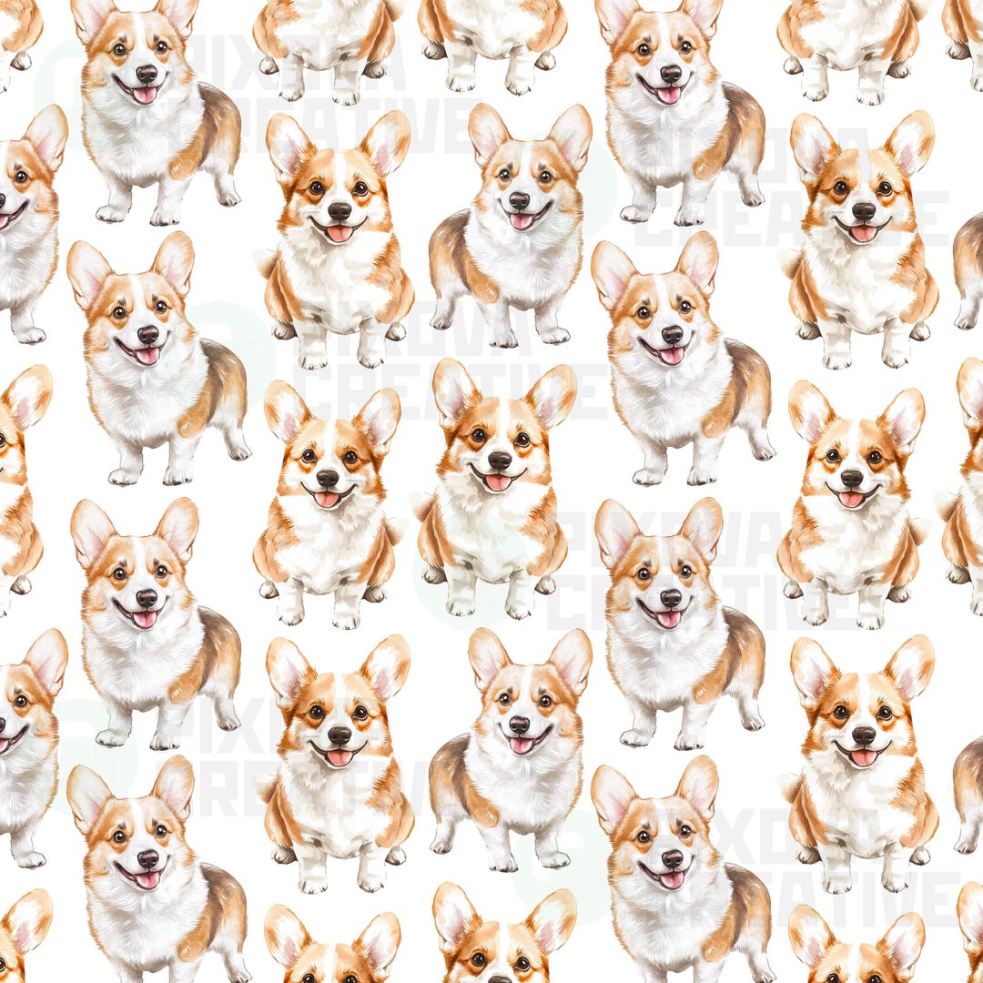 Corgis Seamless Pattern PNG, Instant Download, Corgi Dog Pattern ...