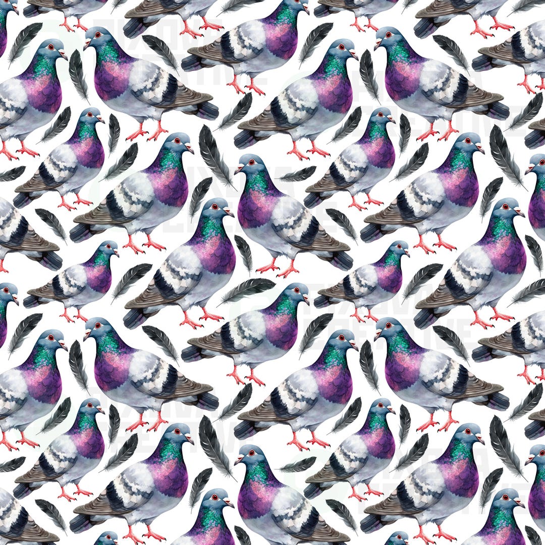 Pigeon Seamless Pattern PNG, Instant Download, Pidgeon Pattern ...
