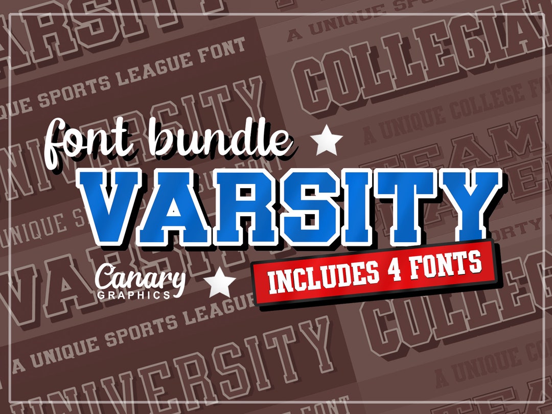 Varsity Font Bundle, College Font, University Sports Font, Jersey Fonts ...