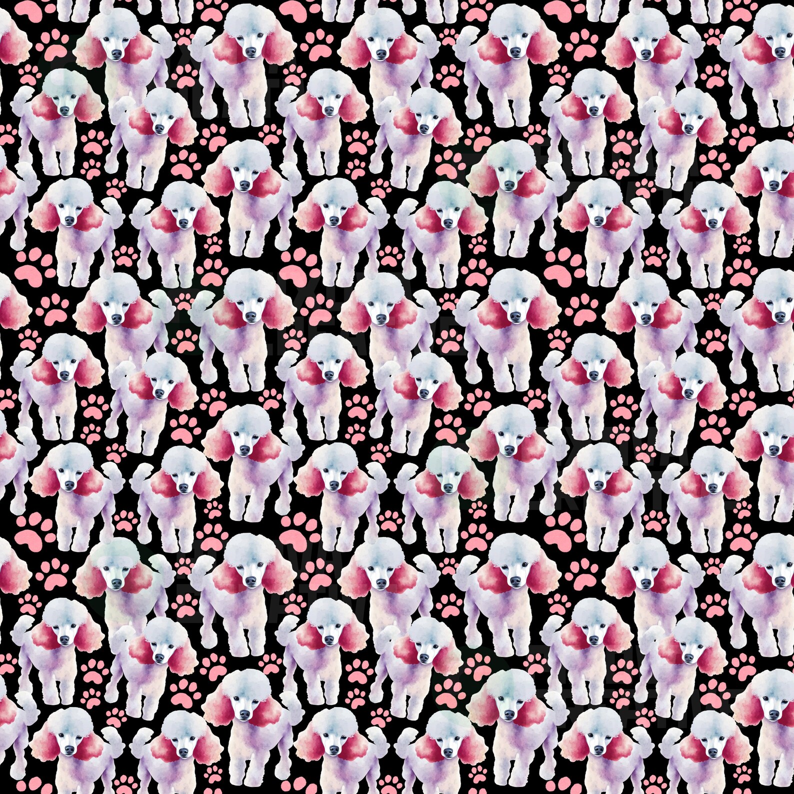 Poodles Seamless Pattern PNG, Instant Download, Funny Poodle Pattern ...