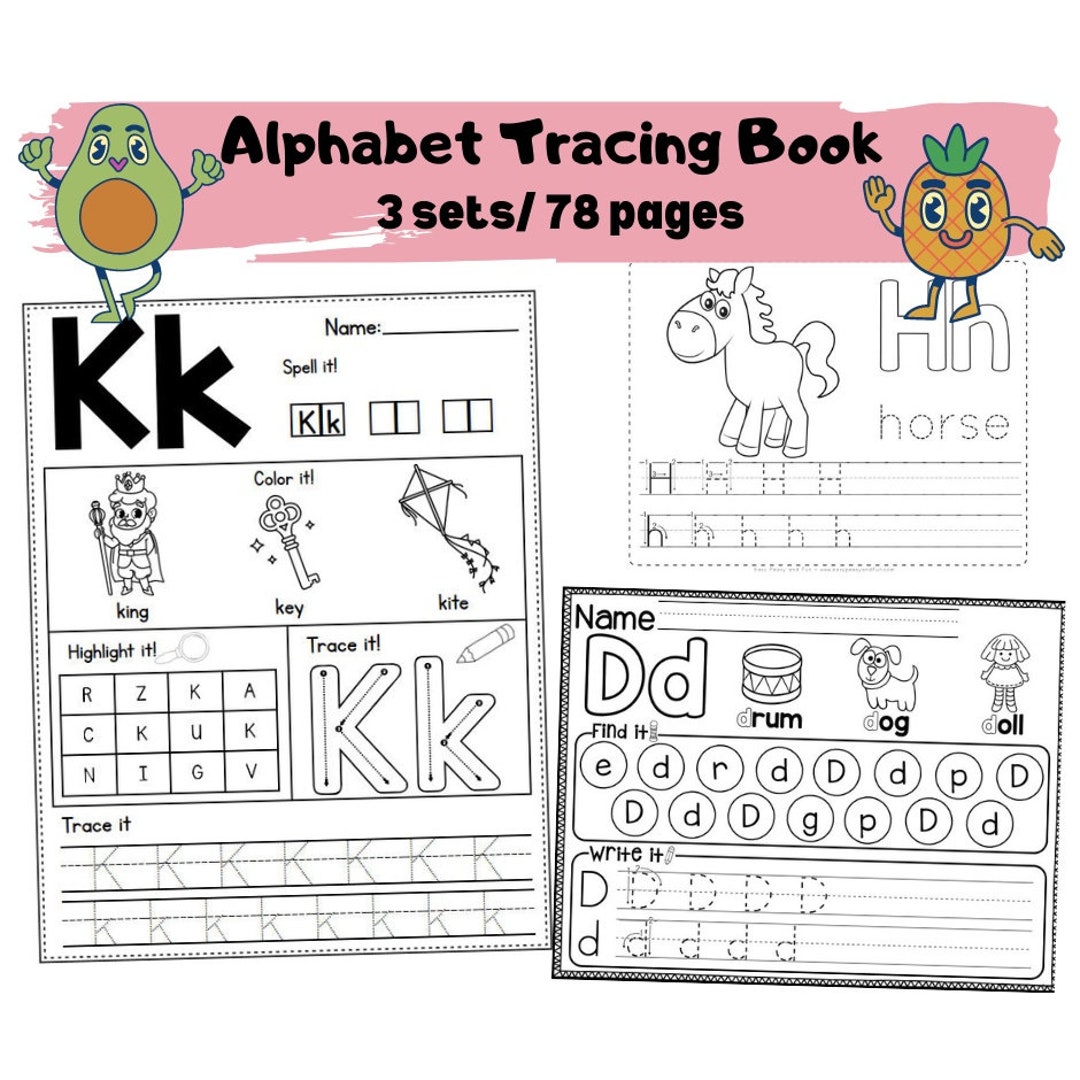 Printable Alphabet Tracing Book 3 Sets 78 Pages PDF Kids - Etsy