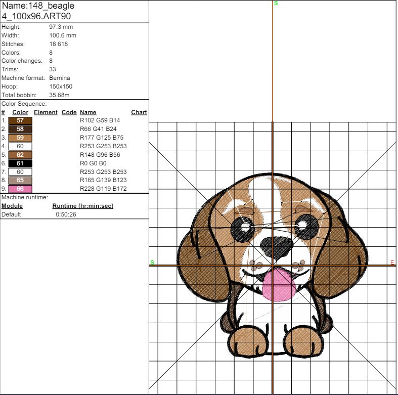 Beagle Puppy Embroidery Design Cute Dog Machine Embroidery Pattern 148 ...