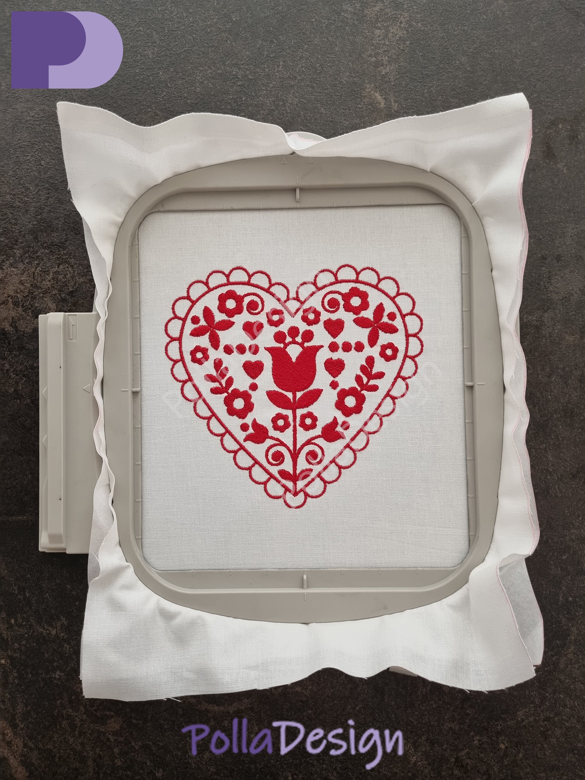 Red Heart Embroidery Machine Design Folk Heart Embroidery Pattern for ...