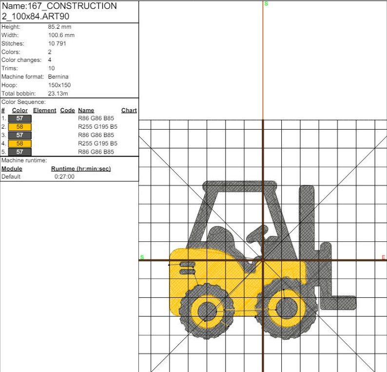 Forklift Embroidery Design Construction Forklift Machine Embroidery ...
