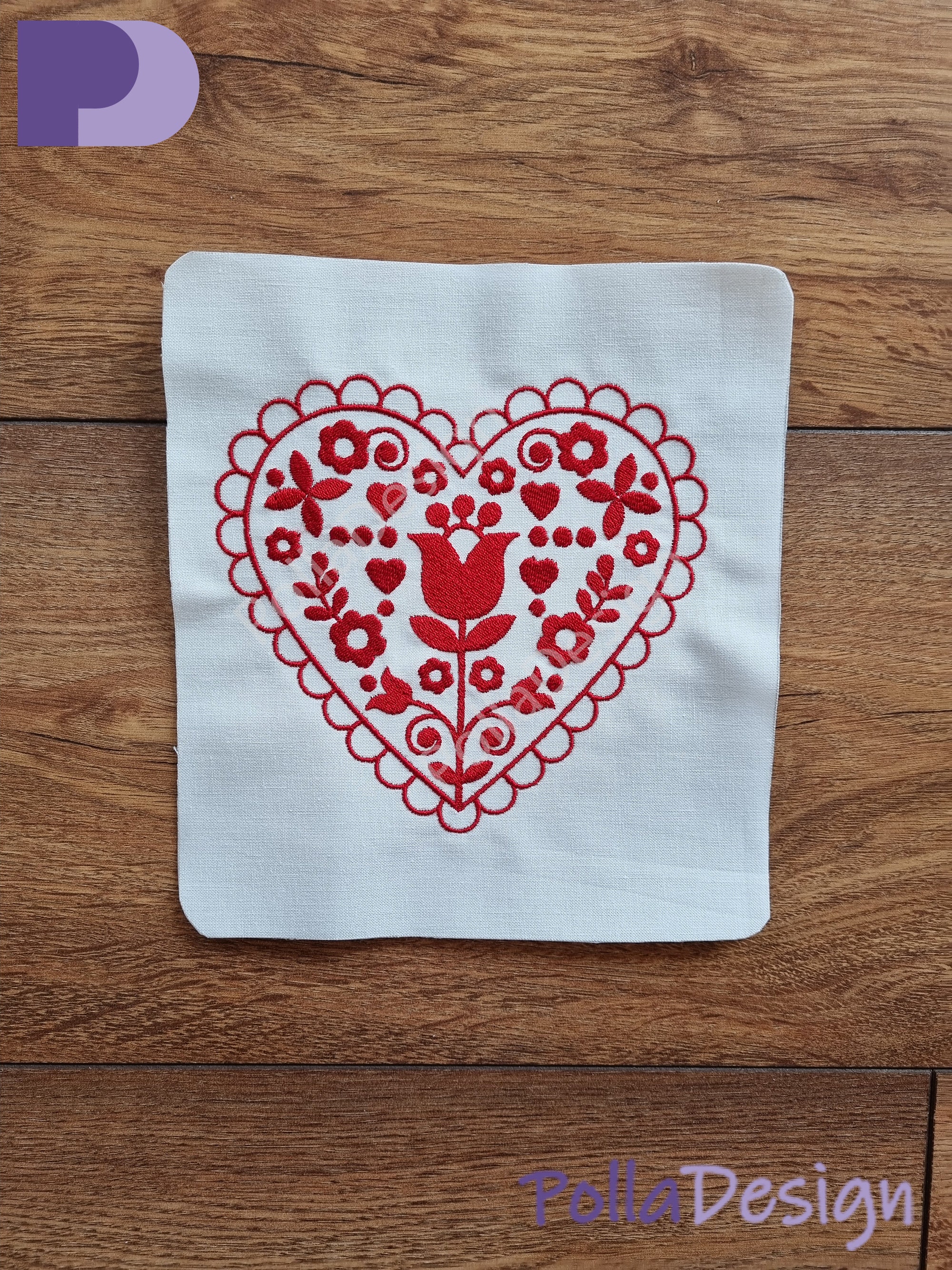 Red Heart Embroidery Machine Design Folk Heart Embroidery Pattern for ...