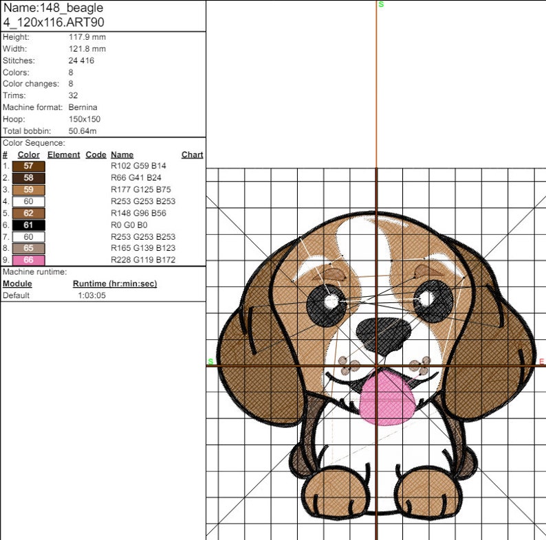 Beagle Puppy Embroidery Design Cute Dog Machine Embroidery Pattern 148 ...
