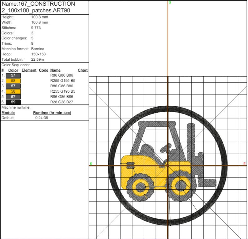 Forklift Embroidery Design Construction Forklift Machine Embroidery ...