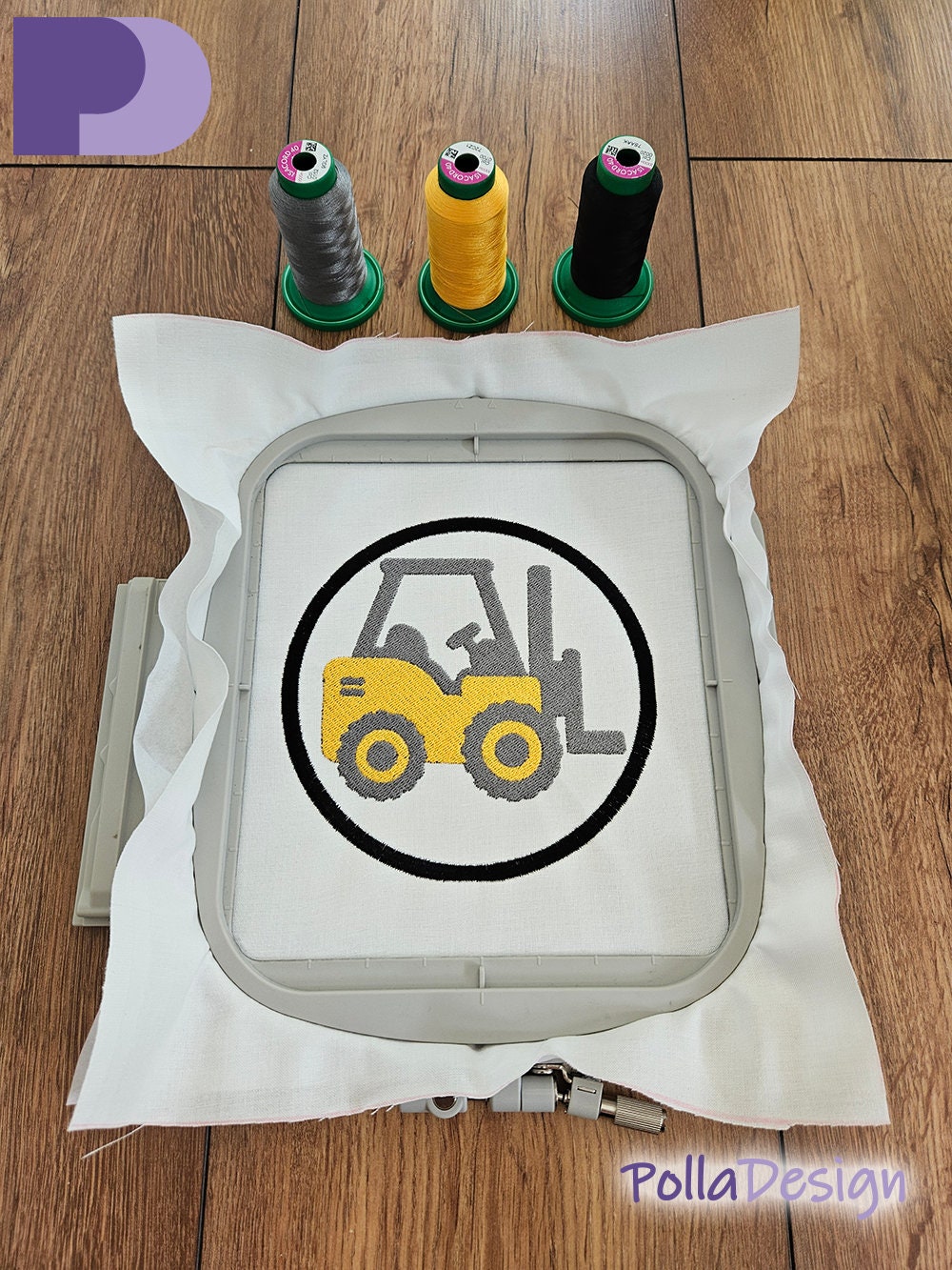 Forklift Embroidery Design Construction Forklift Machine Embroidery ...