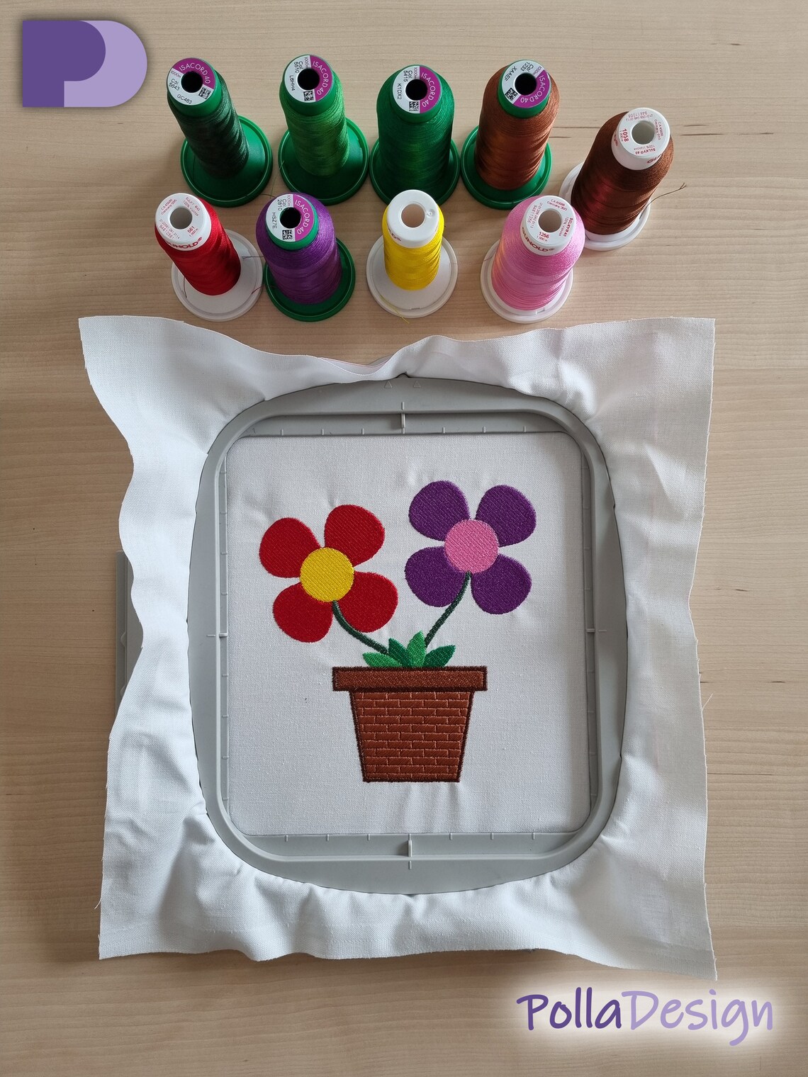 Potted Flower Machine Embroidery Design Fancy Filled Embroidery Design ...