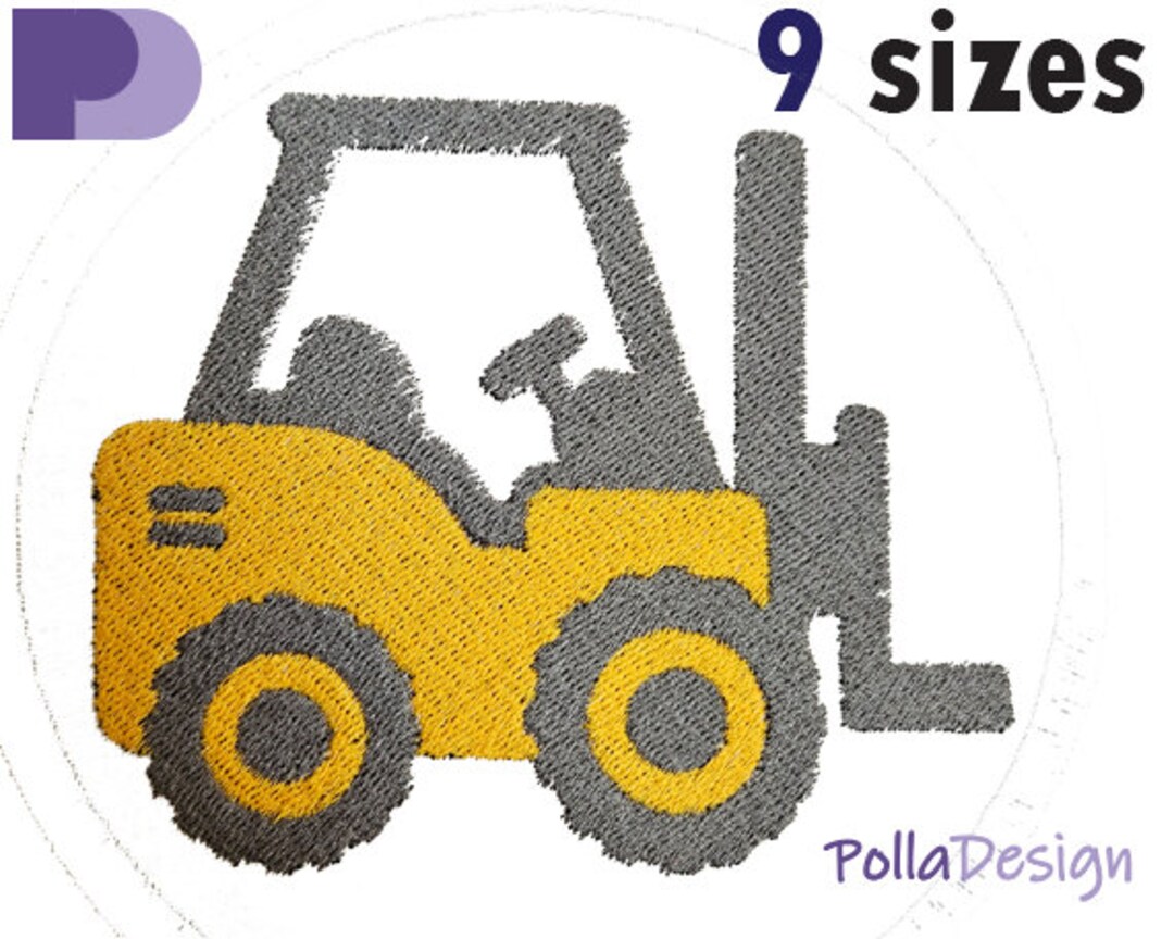 Forklift Embroidery Design Construction Forklift Machine Embroidery ...