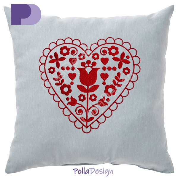 Red Heart Embroidery Machine Design Folk Heart Embroidery Pattern for ...