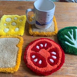 Tufted Mug Rug Set Sandwich Coaster Set Hand Tufted - Etsy