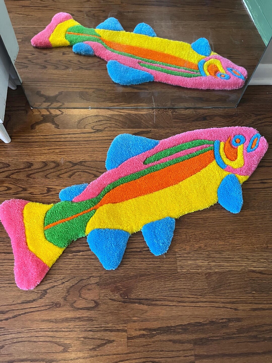 Fish Tufted Rug Handemade Cute Rainbow Trout Rug - Etsy