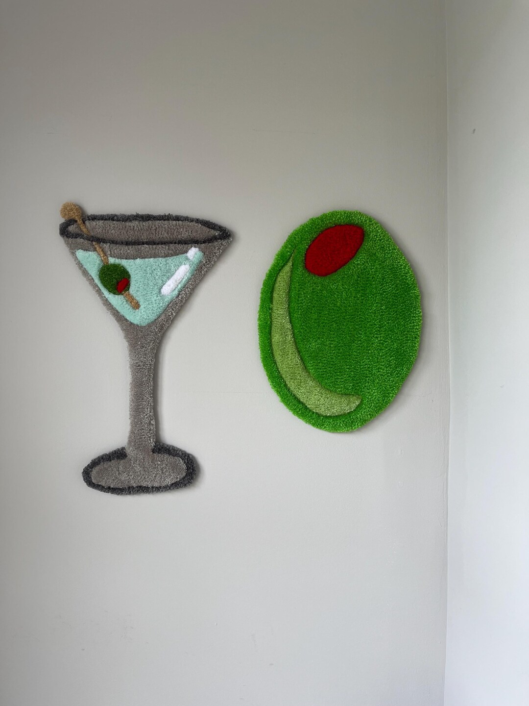 Martini and Olive Tufted Rug Handemade Cute Dirty Martini Olive Wall ...