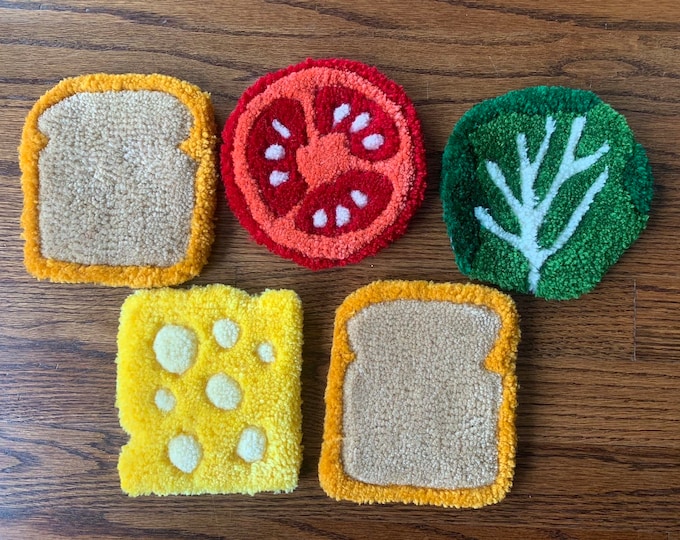 Tufted Mug Rug Set Sandwich Coaster Set Hand Tufted - Etsy