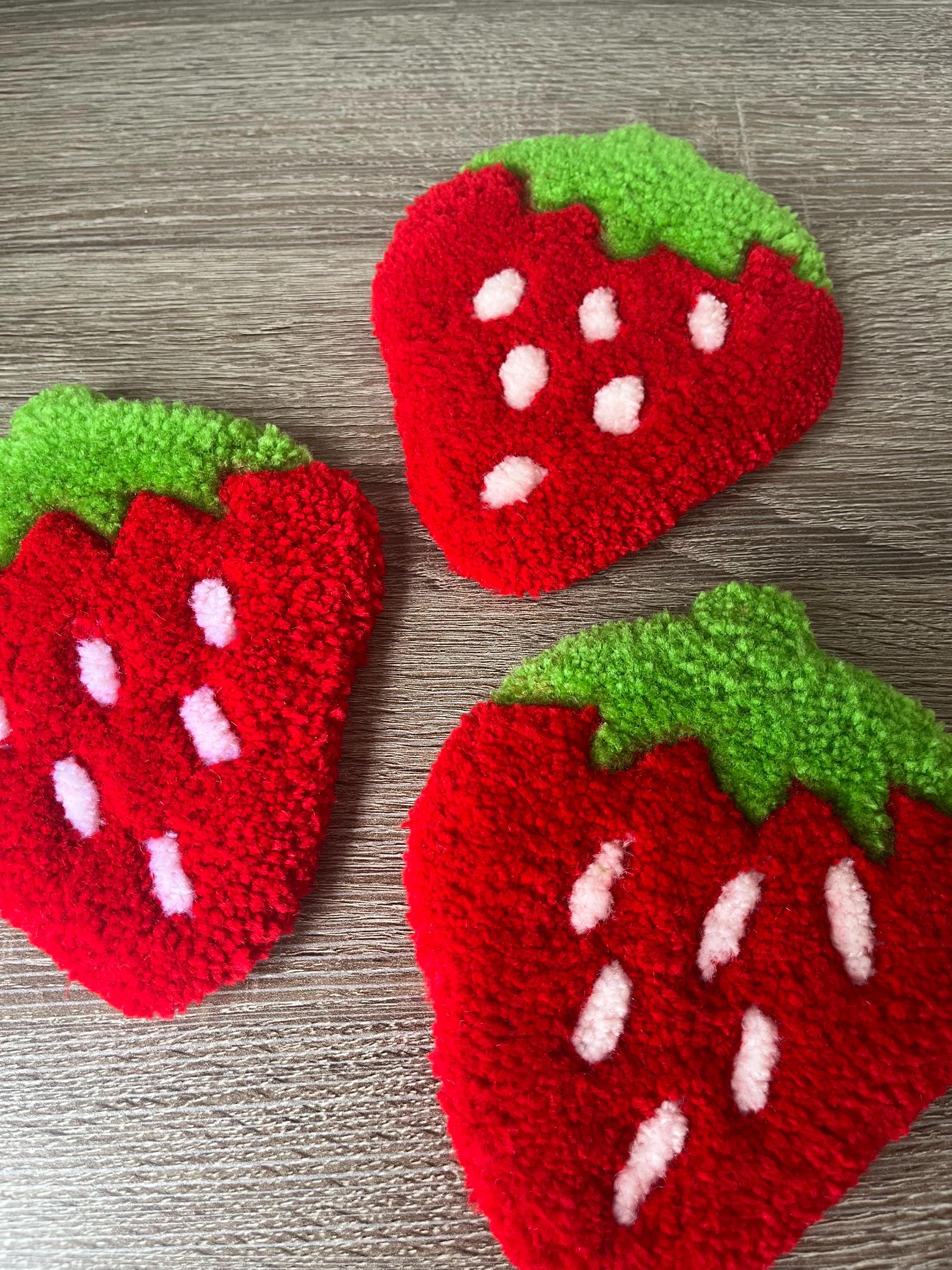 Tufted Strawberry Mug Rug Handmade Coaster - Etsy