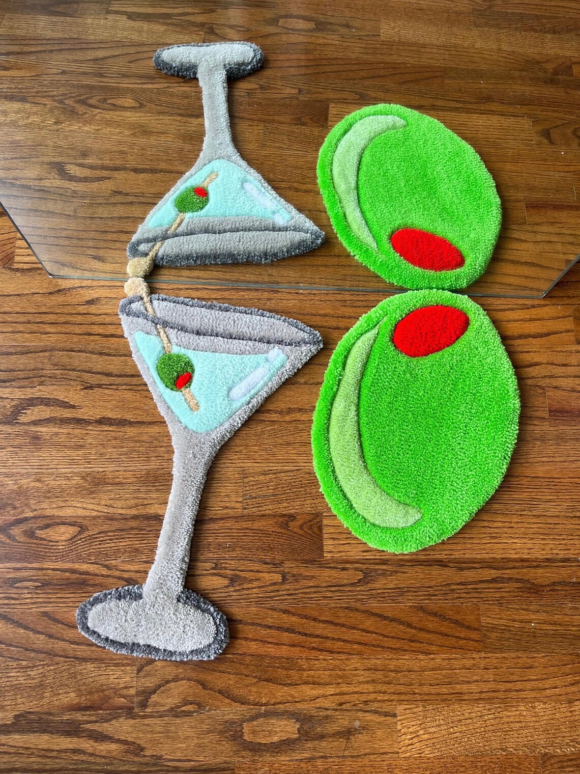 Martini and Olive Tufted Rug Handemade Cute Dirty Martini Olive Wall ...