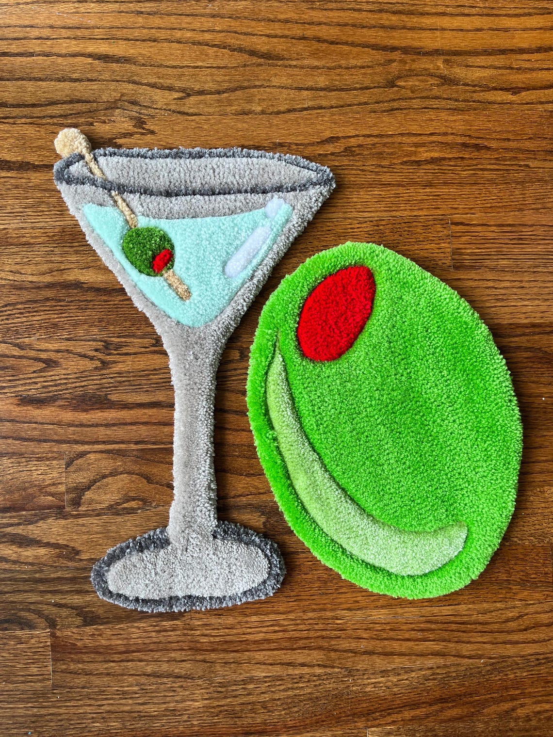 Martini and Olive Tufted Rug Handemade Cute Dirty Martini Olive Wall ...