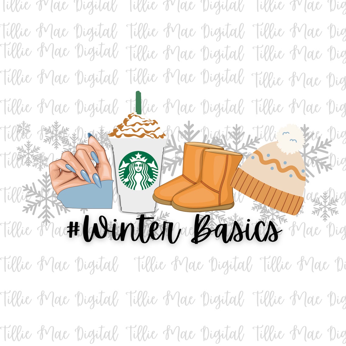 Winter Basics Stanley PNG Starbucks Winter Nails Uggs Beanie - Etsy