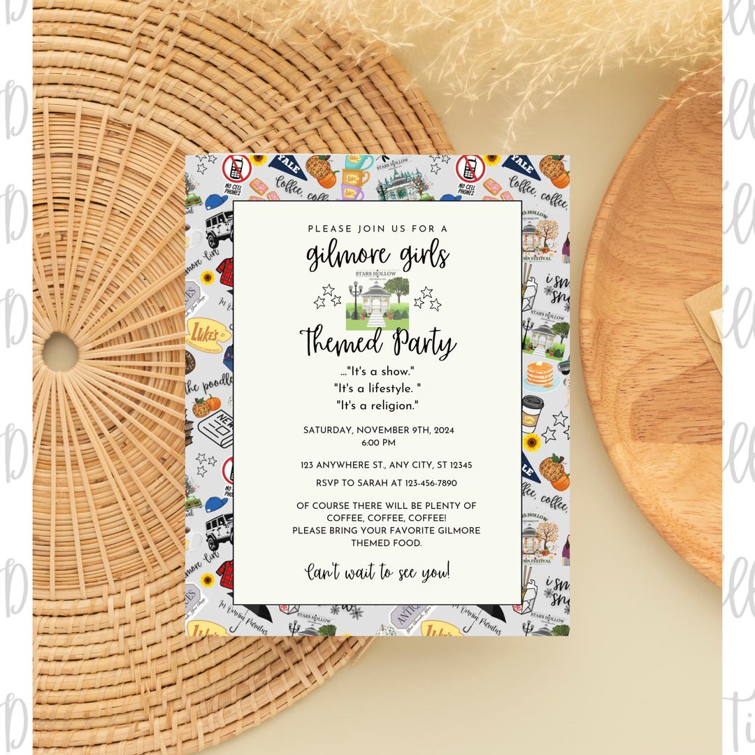 Editable Stars Hollow Gilmore Girls Inspired Theme Invitation 5x7 Party ...