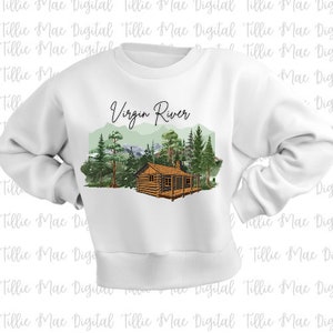 Virgin River Log Cabin PNG: Mountains & Trees Sublimation (digital ...
