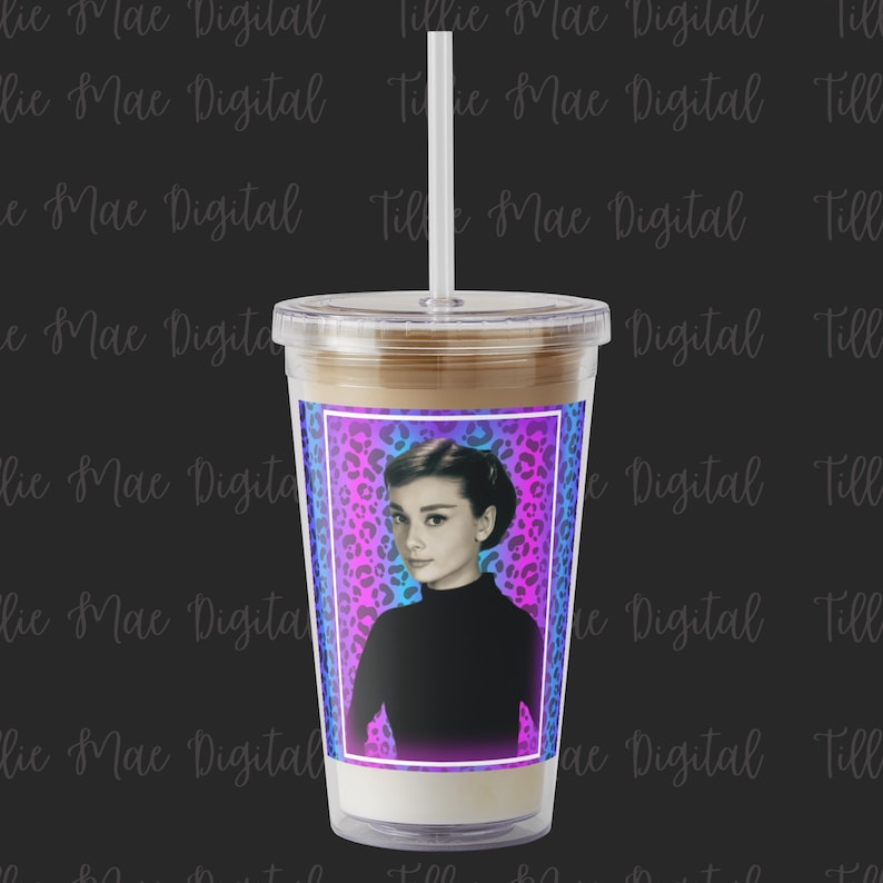 Audrey Hepburn PNG: Funny Face, Leopard Print, Neon Frame (digital ...