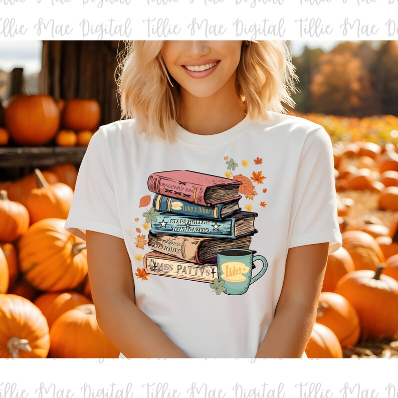 Stars Hollow Book Stack PNG: Gilmore Girls Autumn Design (digital ...