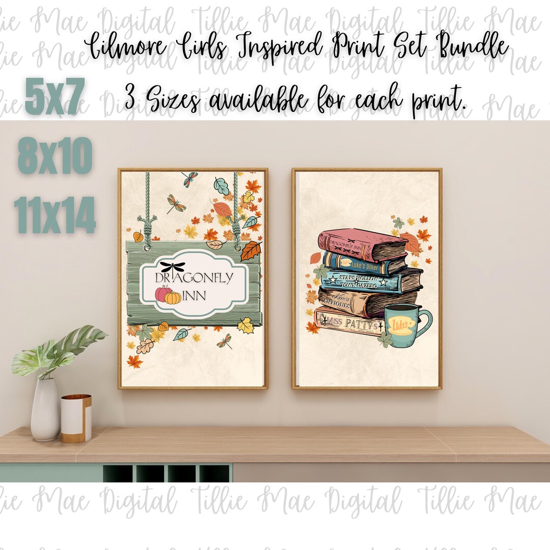 Gilmore Girls Fall Print Set: Dragonfly Inn & Book Stack (digital Pdfs ...