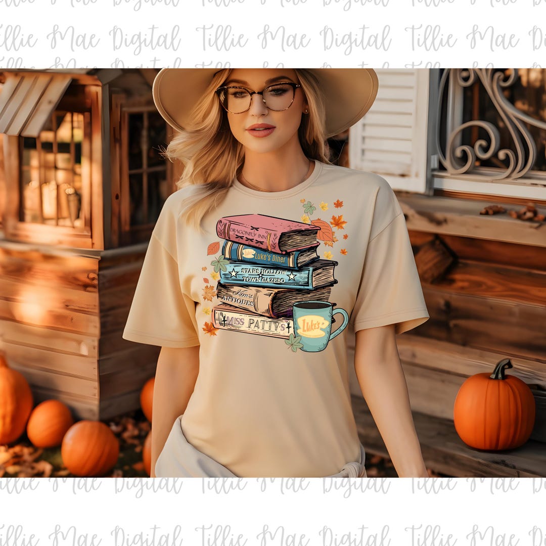 Stars Hollow Book Stack PNG: Gilmore Girls Autumn Design (digital ...