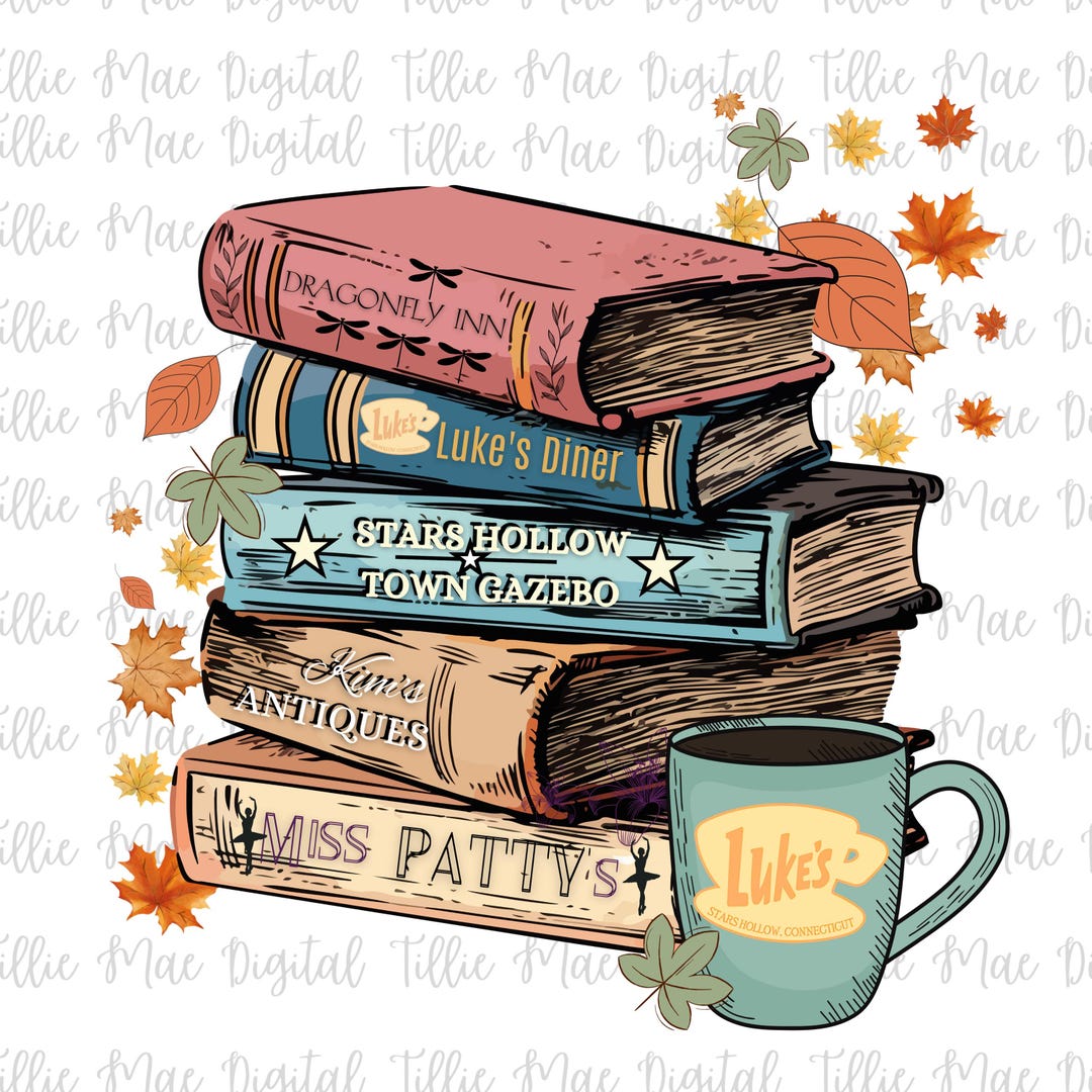 Stars Hollow Book Stack PNG: Gilmore Girls Autumn Design (digital ...