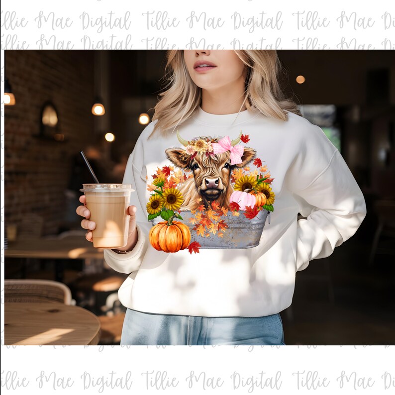 Highland Cow Fall Design Png | Autumn PNG |pumpkins PNG Sublimation ...