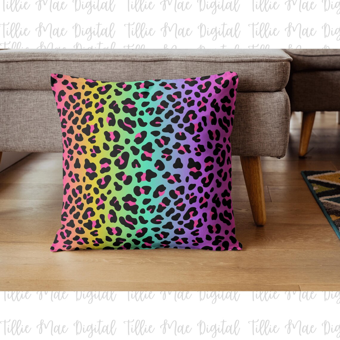 Neon Rainbow Leopard Print: Seamless Animal PNG, SVG (digital Download ...