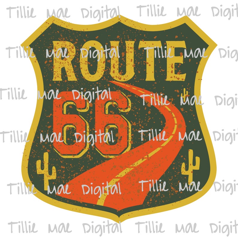 Route 66 Distressed PNG File Vintage Retro Tshirt Sublimation Instant ...