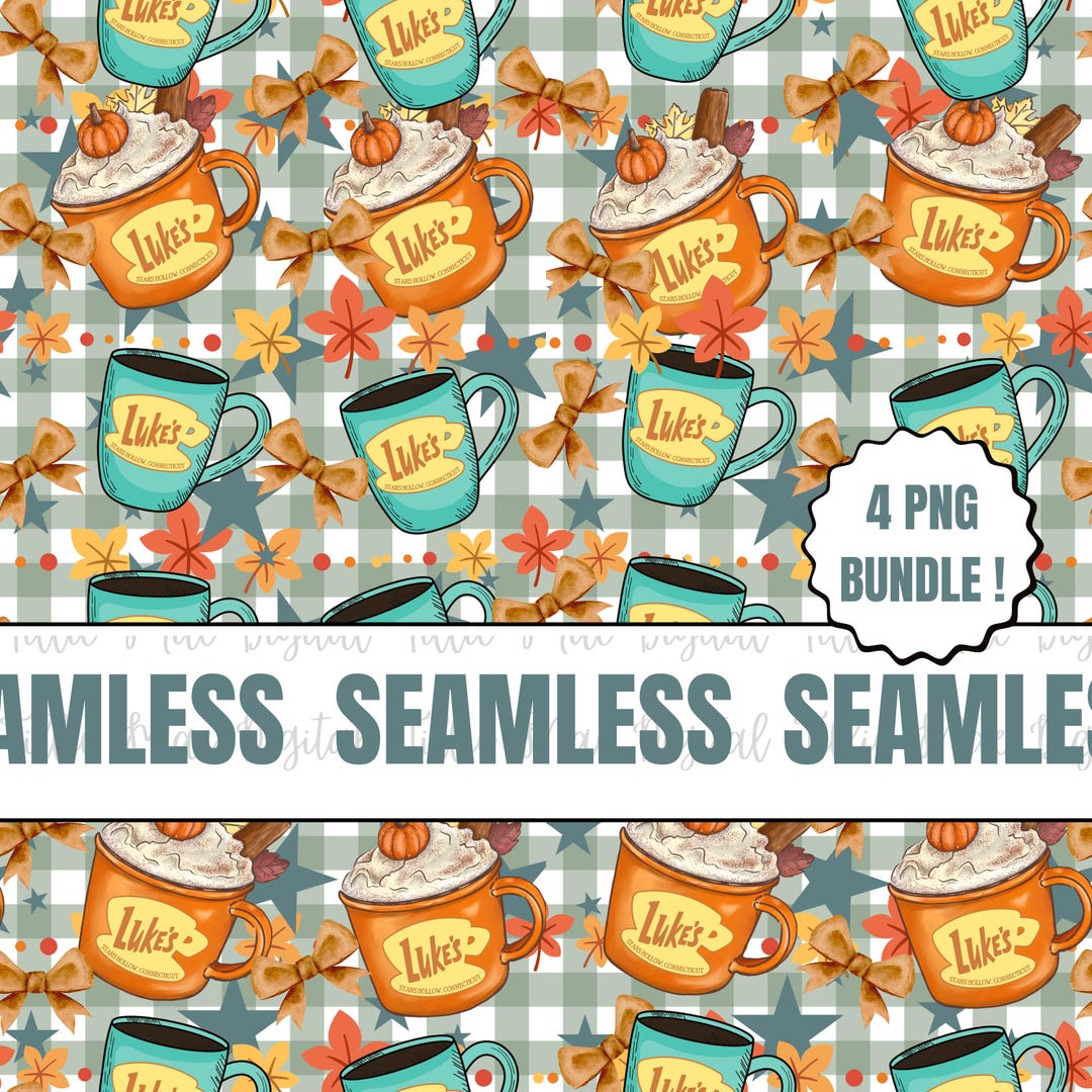 Gilmore Girls Seamless Pattern: Stars Hollow Luke's Diner (PNG Bundle ...