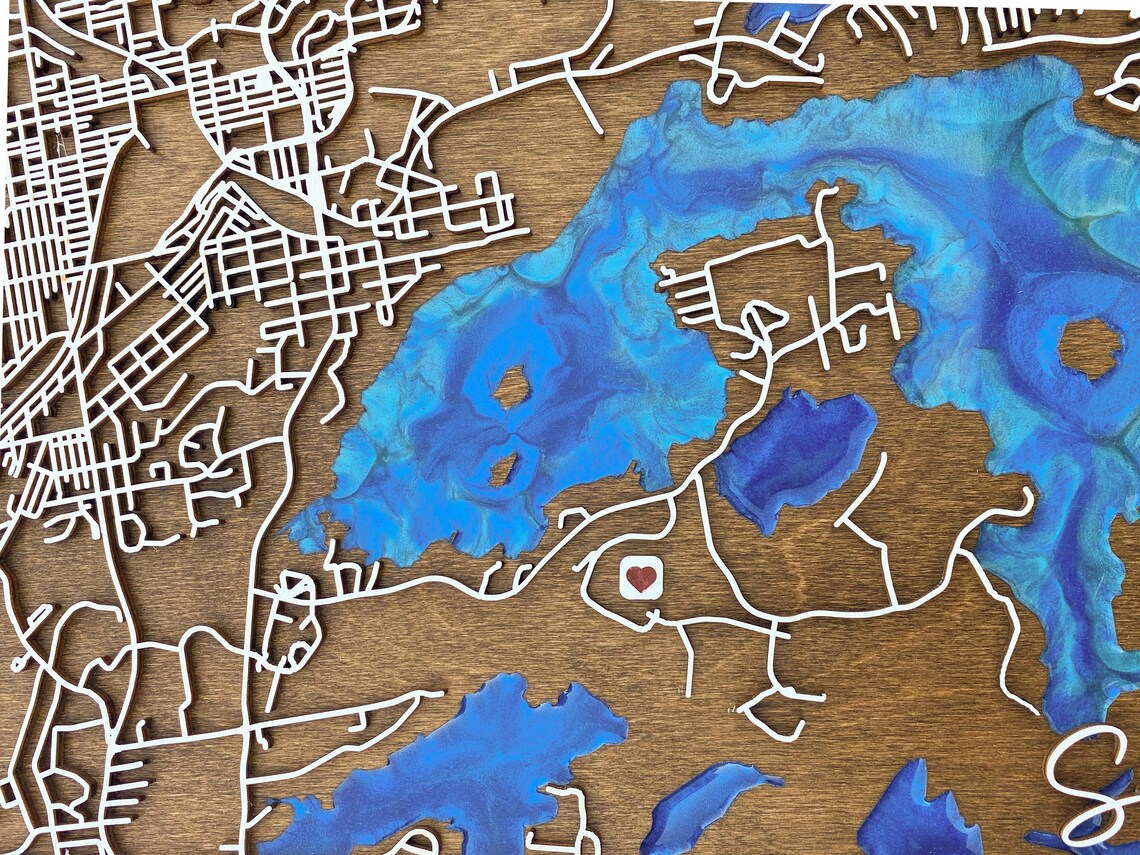 Toronto Map Wood and Epoxy - Etsy Canada