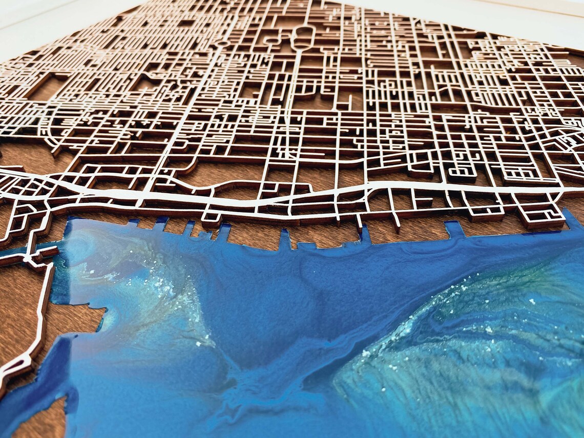 Toronto Map Wood and Epoxy - Etsy Canada