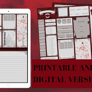 Vampire Theme | Dnd 5E Character Sheet | Digital Download | Printable ...