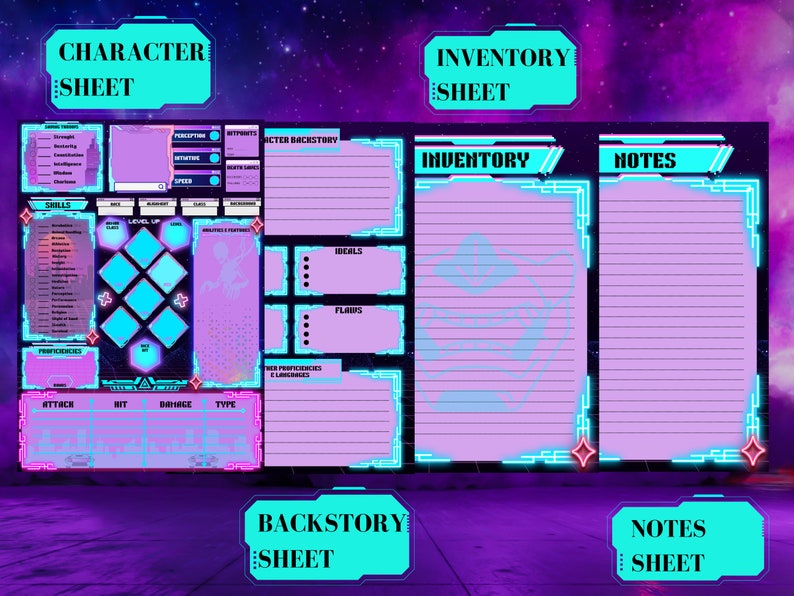 Cyberpunk Dnd 5E Character Sheet | Fillable, Printable (digital ...