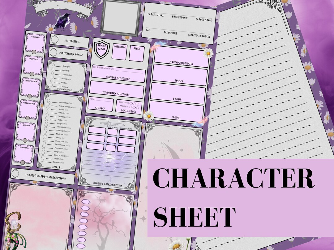 Crow Mage Theme|dnd 5E Character Sheet|digital Download|printable ...
