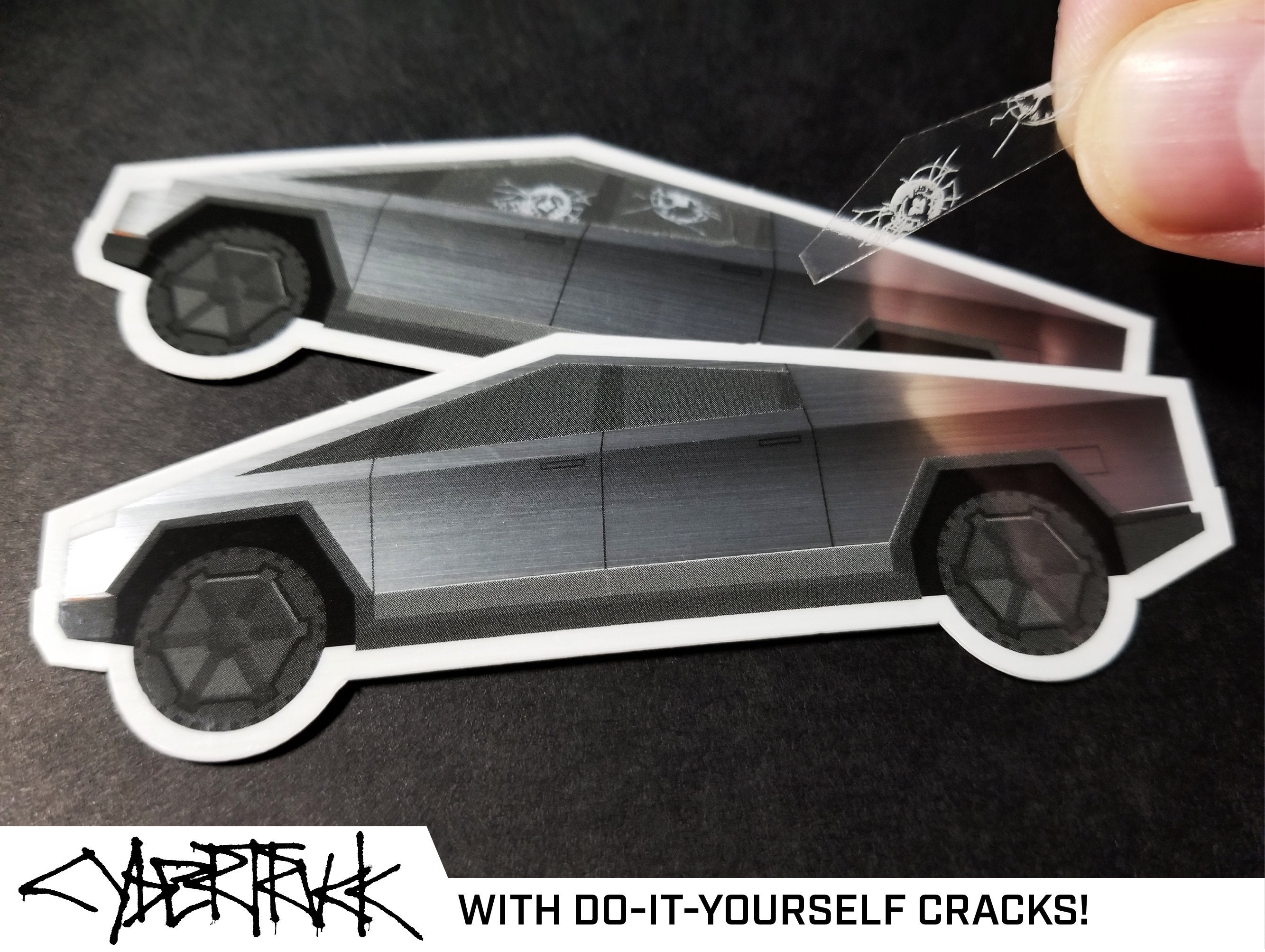 BRUSHED METAL Tesla Cybertruck Sticker With Free Cracks - Etsy