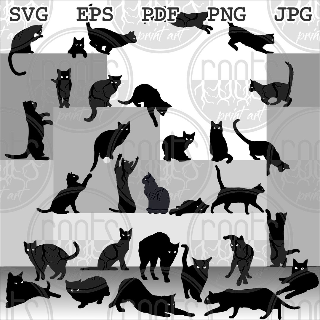 Cat Bundel SVG, Cat Clipart, Cute Pet Vector Download, Printable Art ...
