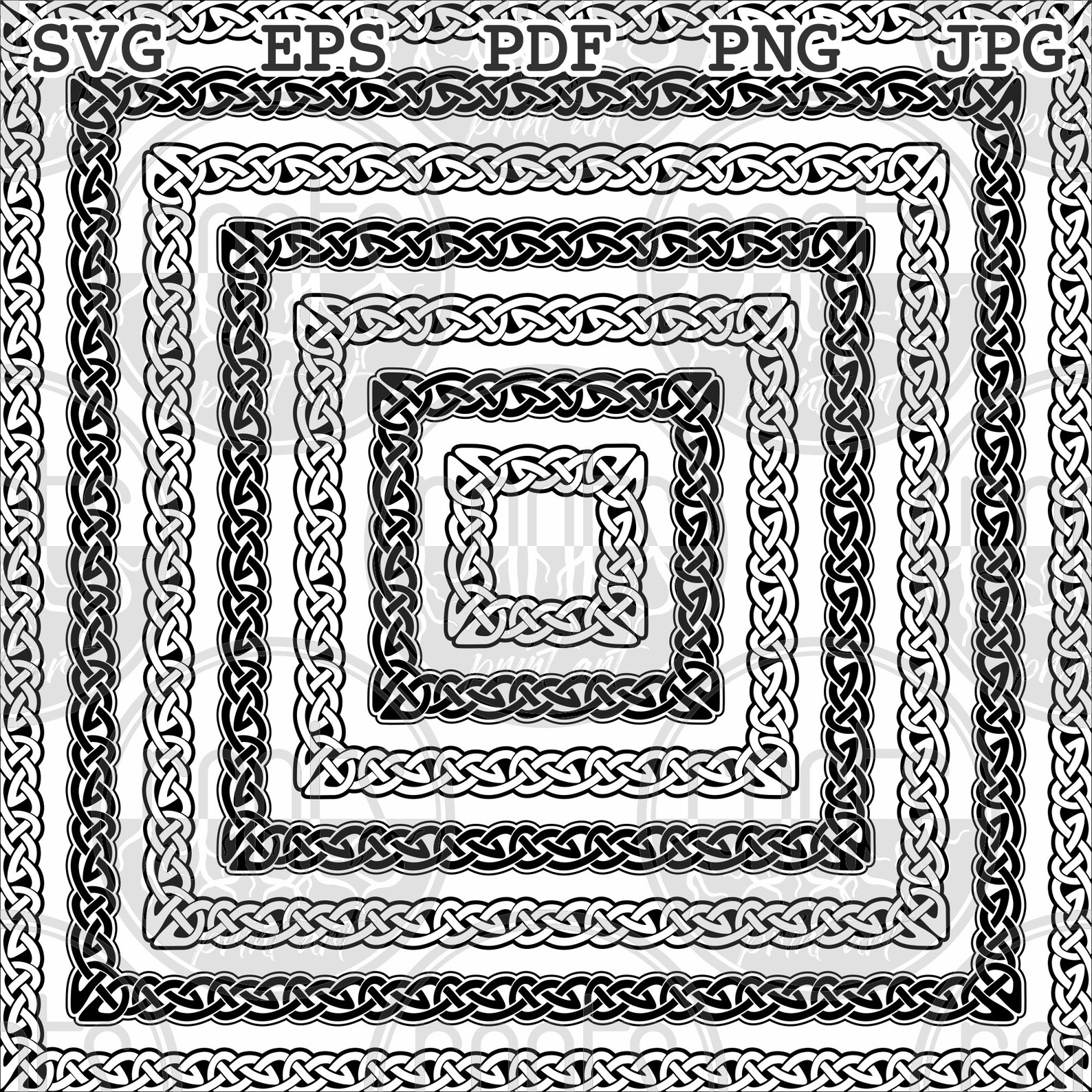 Celtic Knot, Square Frame, Irish Knotwork, Traditional Ireland Ornate ...