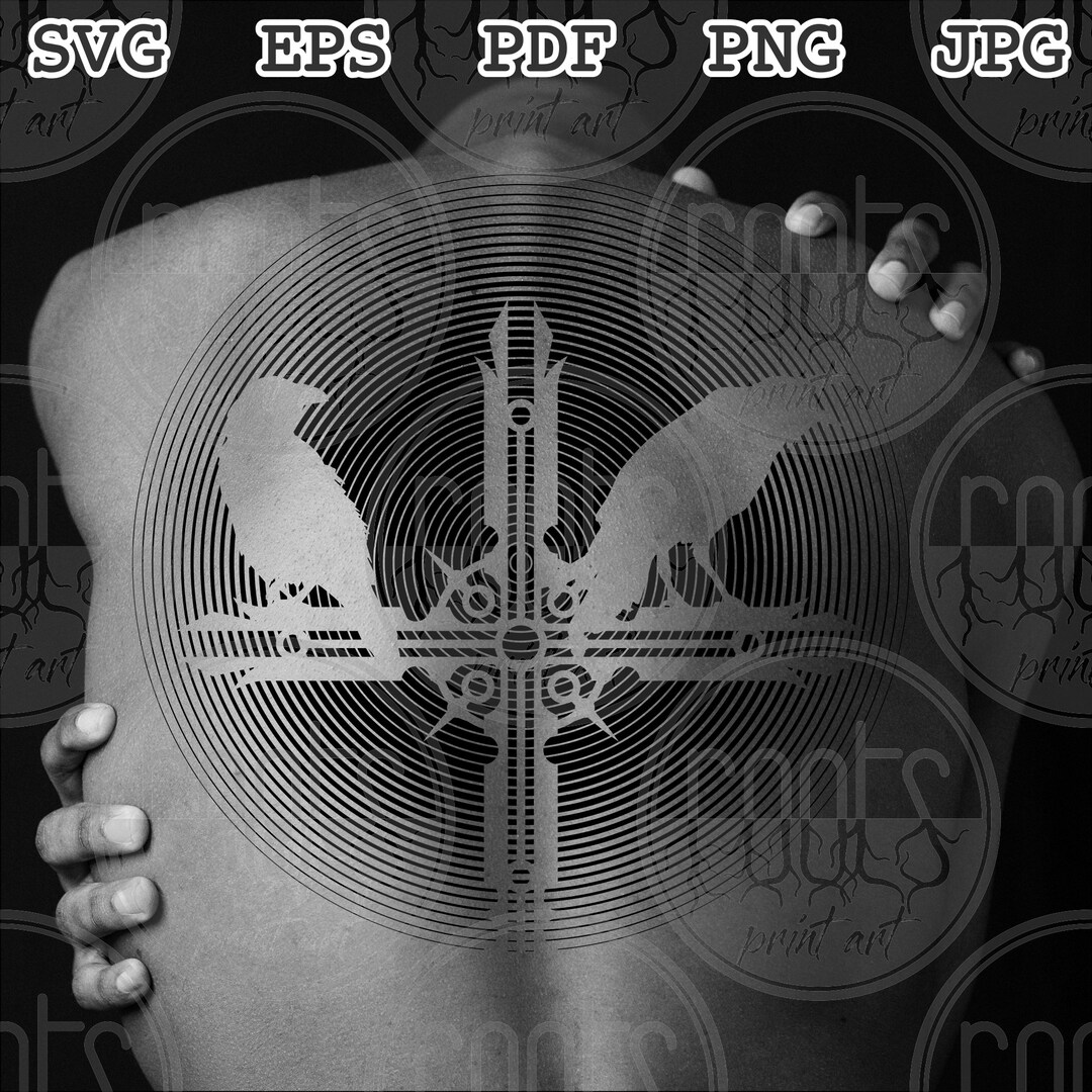 Raven on Cross Bundle SVG, Tattoo, Digital Download, Clipart Vector ...