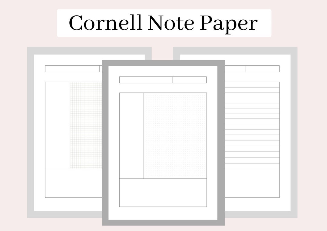 Cornell Method Template and Note Taking PDF Printable & - Etsy